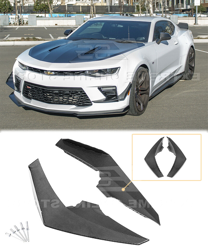 HYDRO-DIPPED Carbon Fiber For 16-18 Camaro SS Front Canards Dive Plane ...