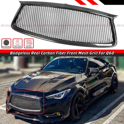 FOR 2017-23 INFINITI Q60 JDM REAL CARBON FIBER BADGELESS FRONT MESH ...