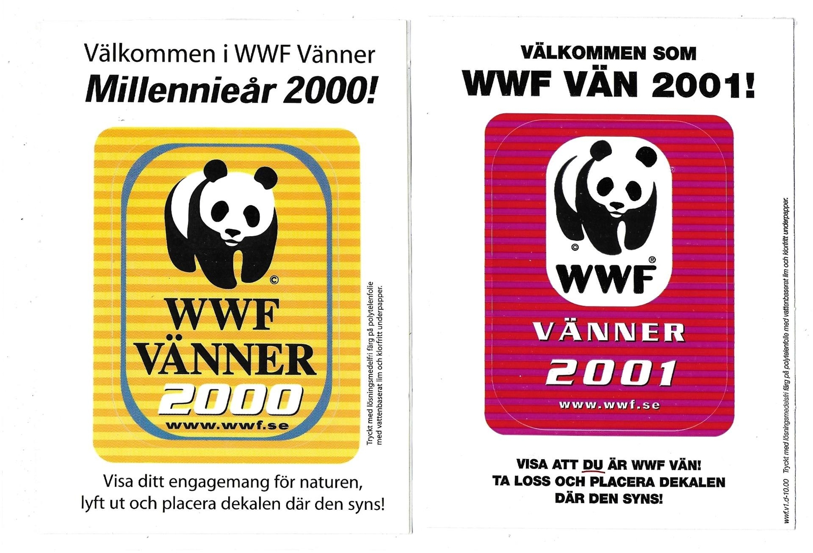WWF World Wildlife Federation Panda Sticker Decal Sweden Friends 2000 ...