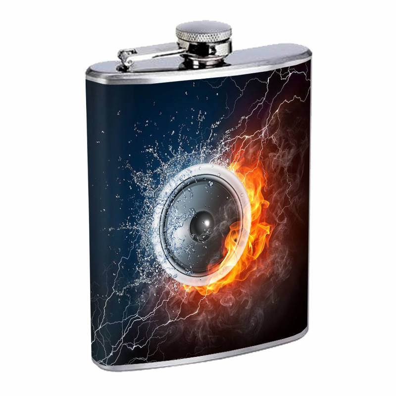 Fire Ice Music Em2 Flask 8oz Stainless Steel Hip Drinking Whiskey | eBay