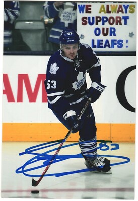 Sam Carrick Autographed 4x6 Color Photo Toronto Maple Leafs #53 Blue B ...