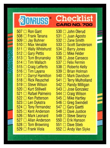 1991 Donruss #700 Checklist - | eBay