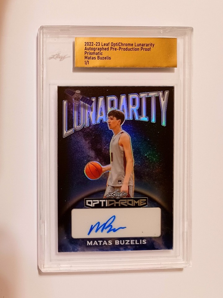 MATAS BUZELIS 1/1 Auto - 2022-23 Leaf Optichrome Lunararity Prismatic ...