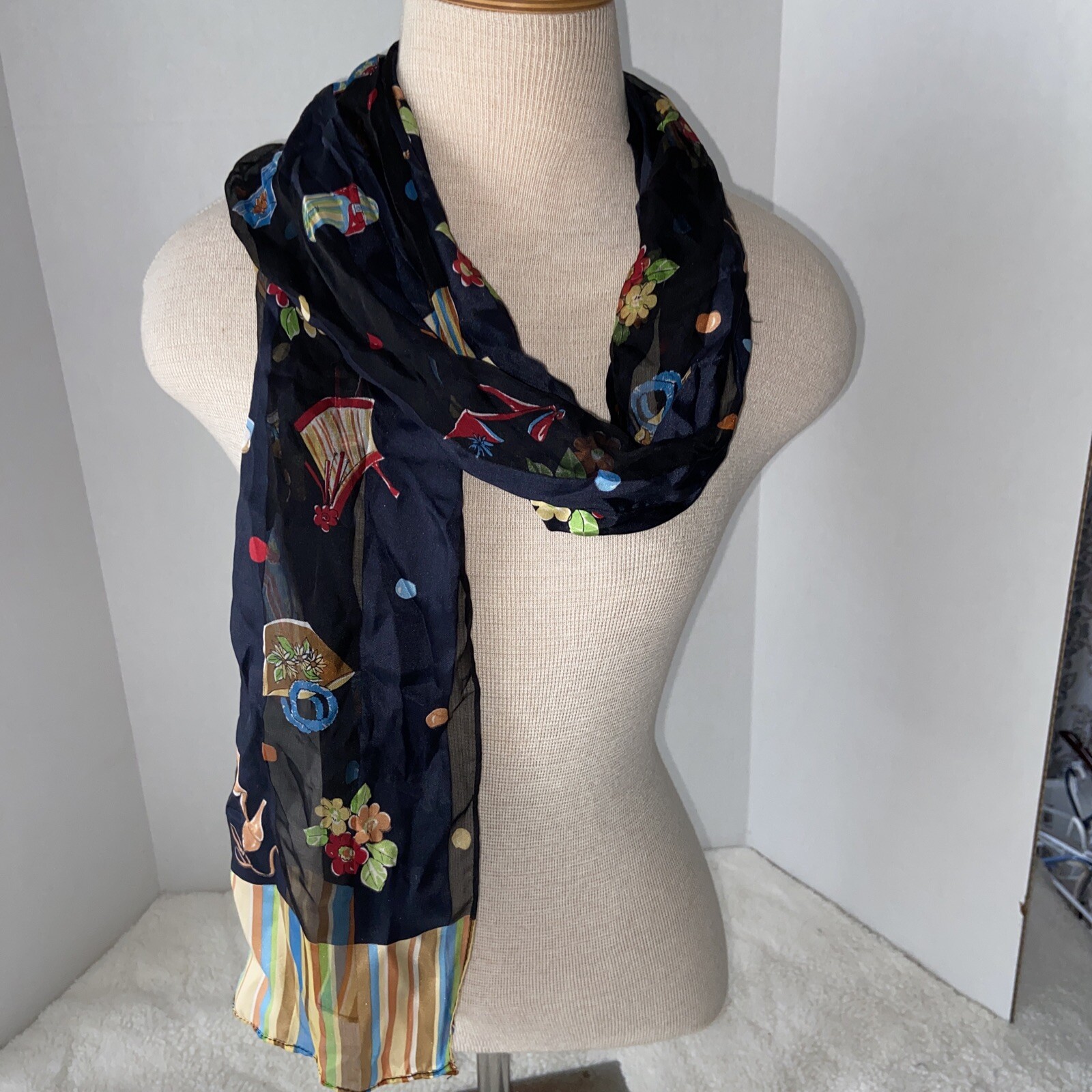 Cejon Accessories 100% silk scarf, 14" x 60", brown autumn leaves ...