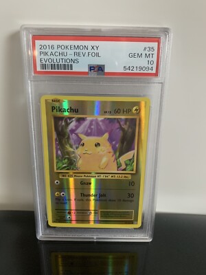 Pikachu 35/108 XY Evolutions REVERSE HOLO Pokemon PSA 10 Gem Mint ...