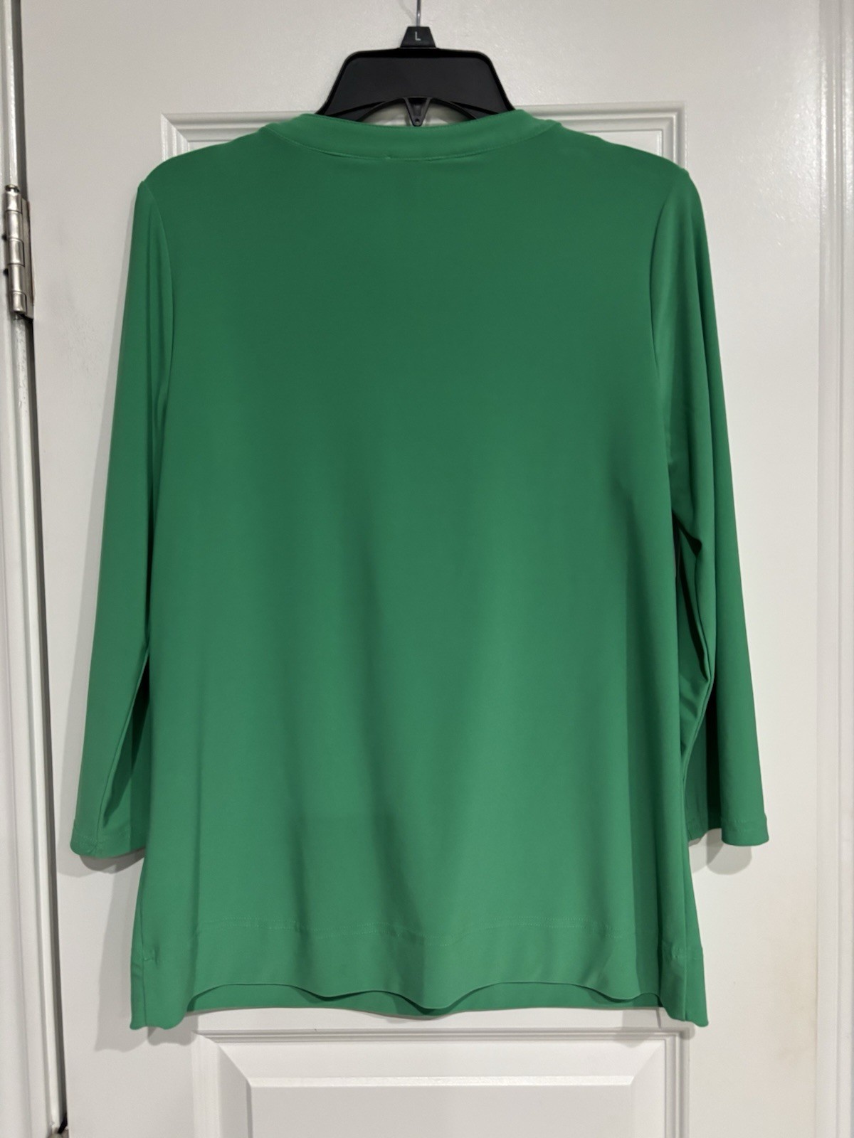 Anne Klein 3/4 Sleeve Green Casual Top Round Neck Zip and Snap Size ...
