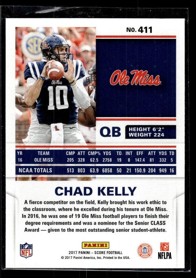 Chad Kelly 2017 Score Rookie C Card #411 | eBay