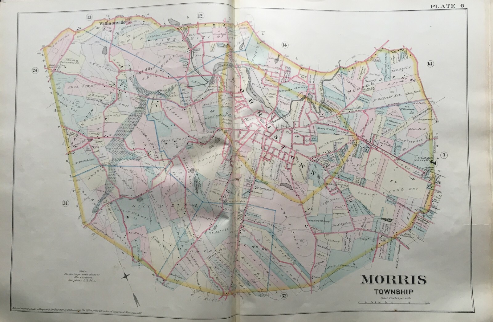 1887 MORRISTOWN NEW JERSEY MORRIS TOWNSHIP POCAHONTAS LAKE ATLAS MAP | eBay