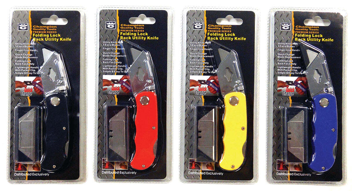 Folding Lock Back Utility Knife with 5 Extra Blades, Assorted Colors (1 ...