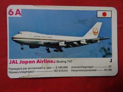 JAL JAPAN AIRLINES AIRWAYS BOEING 747 playing card vintage one card | eBay