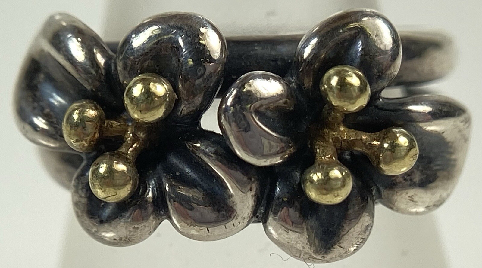 ANN KING 925 STERLING SILVER & 18K FLOWERS SIZE 6.75 … - Gem