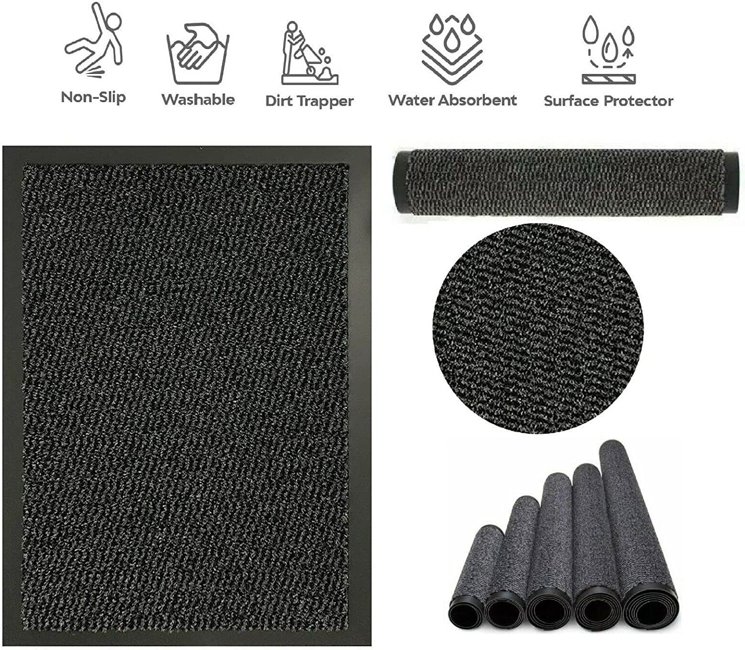 Heavy Duty Large Rubber Barrier Non Slip Rugs Back Hall Kitchen Door ...