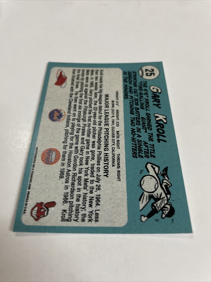 1965 Baseball Gary Kroll Custom Card New York Mets A-548 | eBay