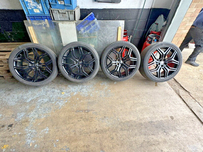 Range Rover l322 l320 set of 4 black 22 inch wheels with tyres for ...