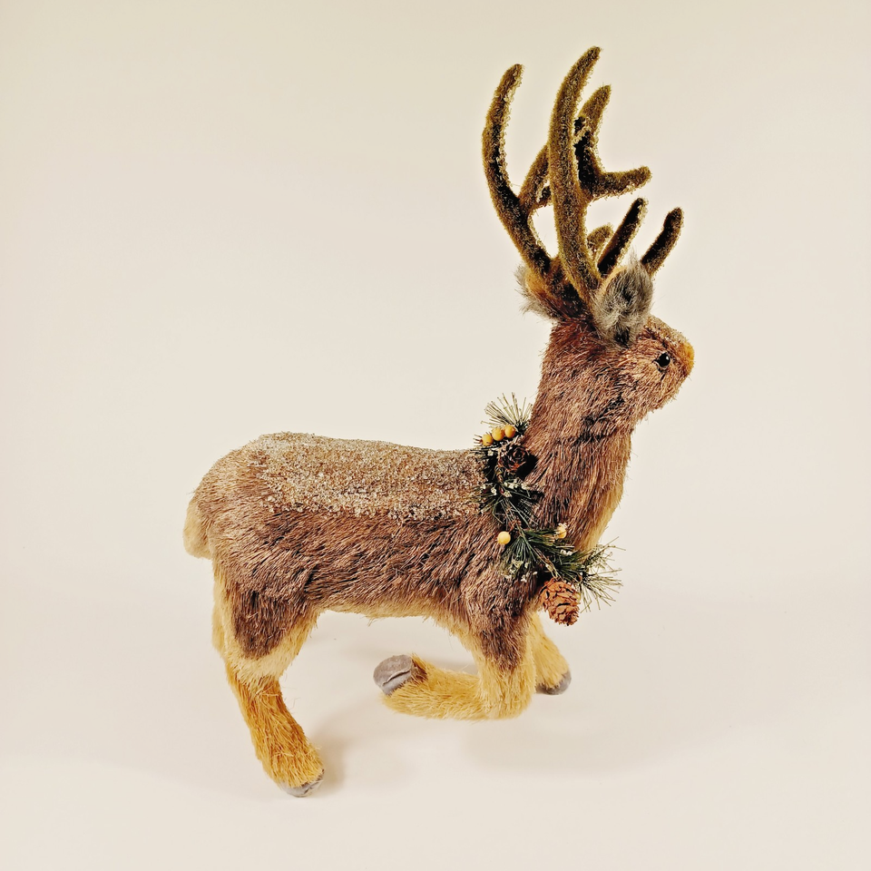 Glittery Brown Reindeer Figurine Christmas Vintage Antlers 19" Tall | eBay