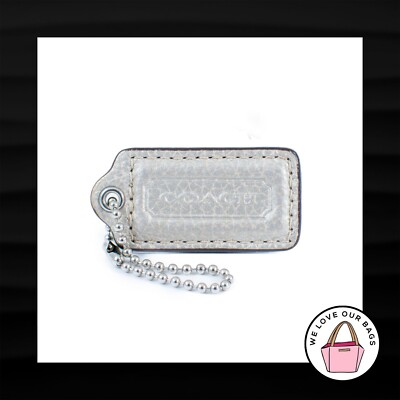 2" Medium COACH GRAY SILVER LEATHER NICKEL KEY FOB BAG CHARM KEYCHAIN ...
