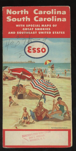 1955-56 North Carolina South Carolina ESSO Road Map | eBay