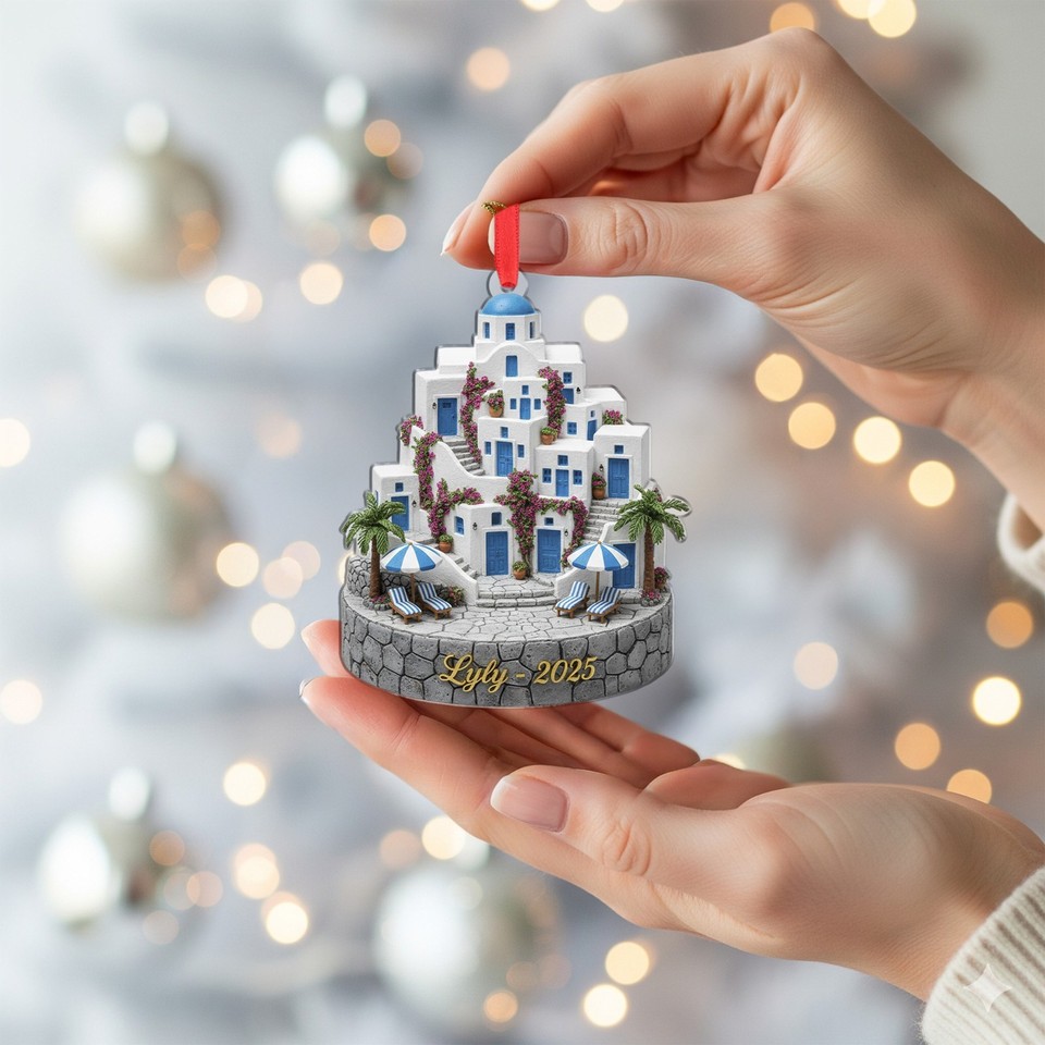 Personalized Santorini Greece Village Ornament Acrylic Travel Gift | eBay