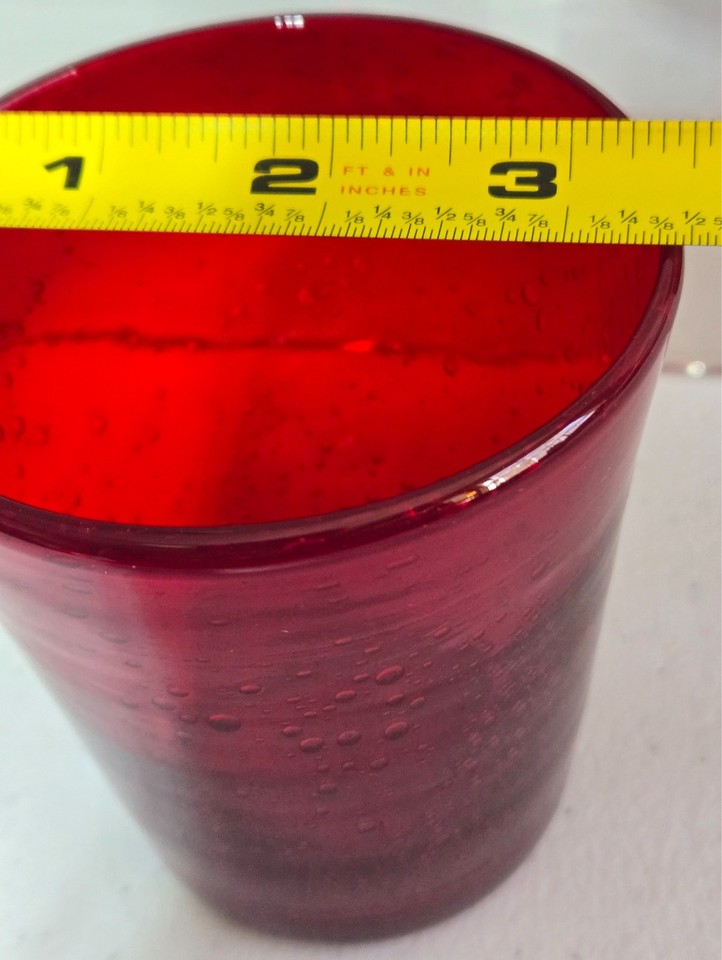 Set of 4 TAG LTD Colors Ruby Red Bubble Glass Old Fashioned Seeded ...