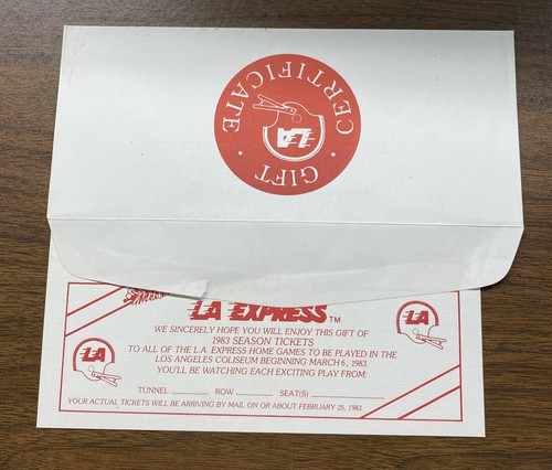 BEYOND RARE NOS 1983 USFL Los Angeles Express Gift Certificate Season ...