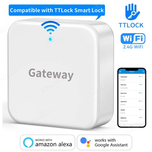 WiFi Gateway Hub Compatible TTLock Smart Door Lock Remote Control Voice ...