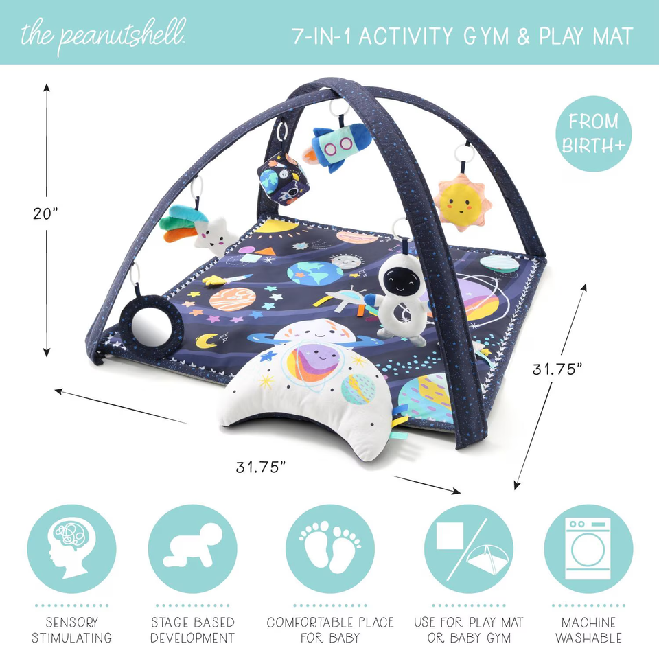 Cute Space Theme 7-in-1 Baby Boy Activity Gym Toy & Play Mat - Machine ...