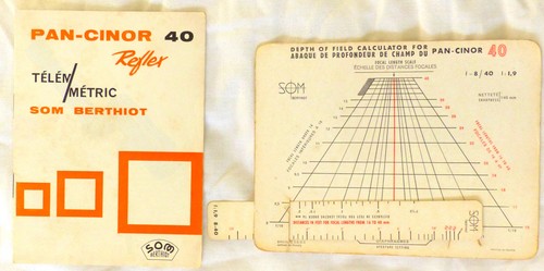 SOM Berthiot Pan Cinor 40 reflex télémétrique Notice Calculateur | eBay