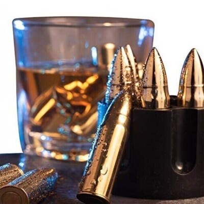 Whiskey Stones Bullets for Bourbon & Scotch Drinks Rocks Metal Gifts ...