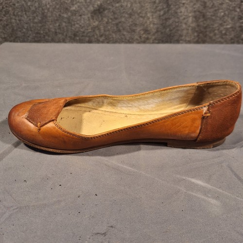 Frye Ballet Flats Loafers Slip On Shoes Womens 7.5 B Brown Leather Pre ...