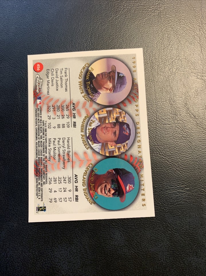 B41d Frank Thomas #456 David Justice Tim Salmon 1999 Topps chrome | eBay