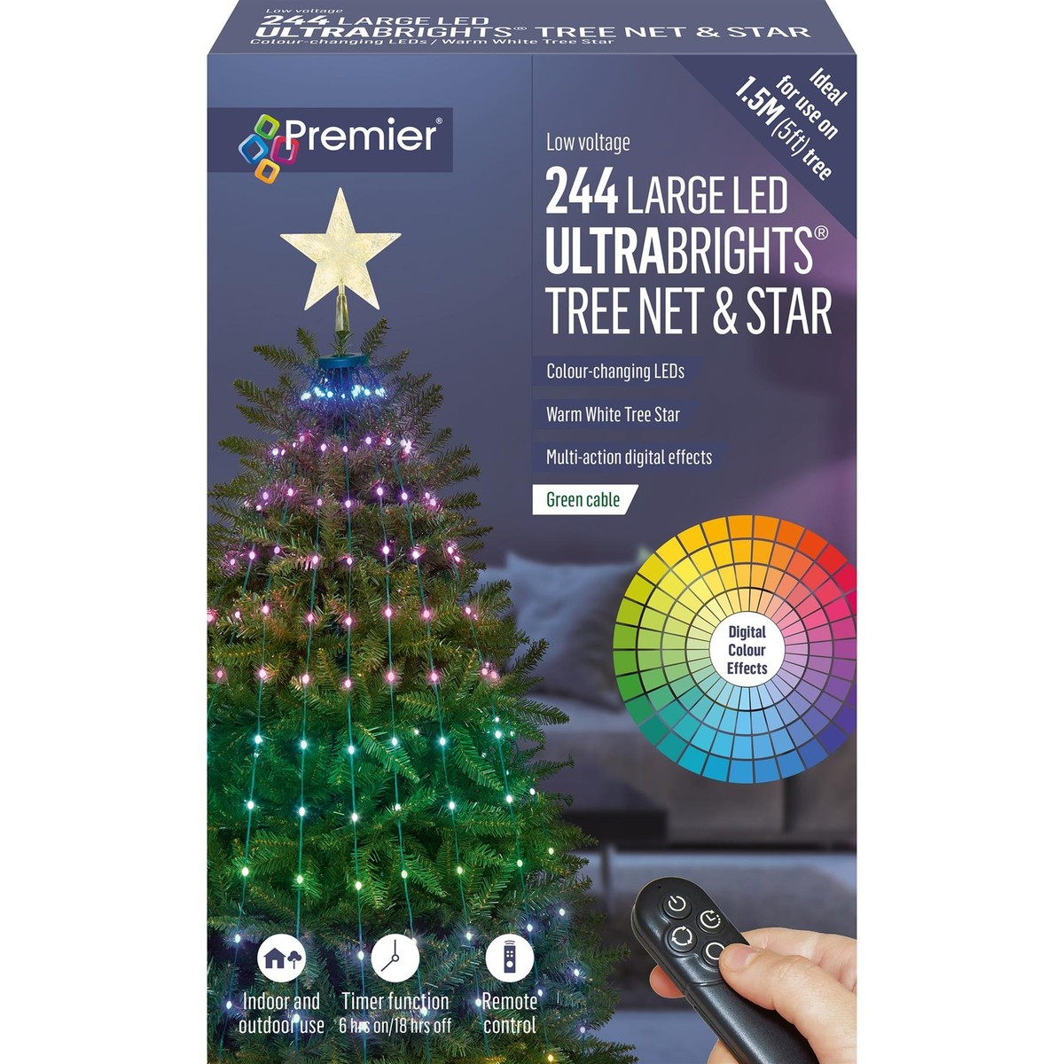 Net Lights Multi Colored Christmas Tree Holiday Cheer 4' X 6' Net LED