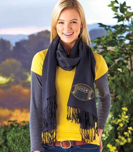 Football Bling Black Pashmina Scarf, Rhinestone Embellished, NIP, Free ...