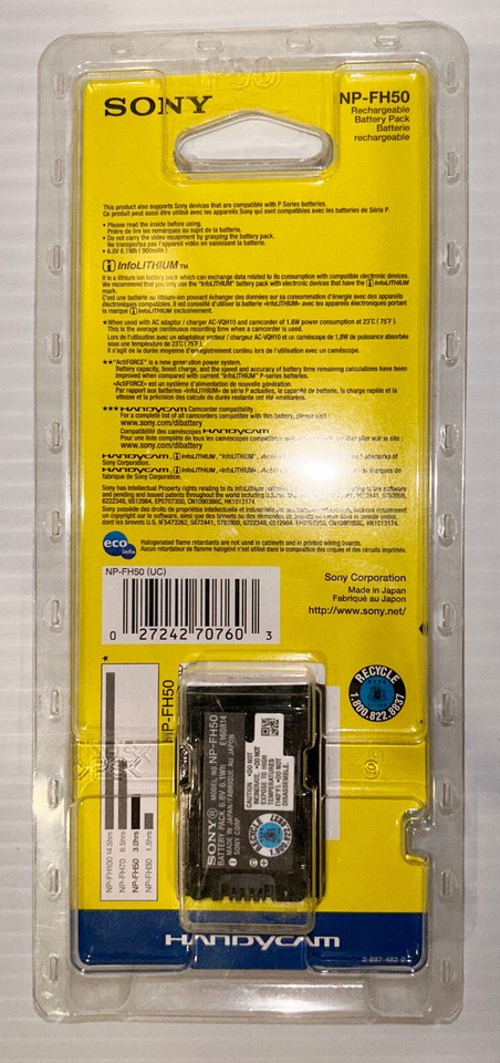 Sony NP-FH50 H Series P Series Rechargeable Handycam Battery NOS OEM ...