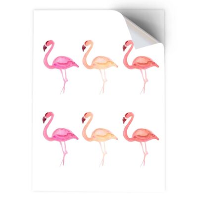 1 x Vinyl Sticker A3 - Watercolor Pink Flamingo Birds #8141 | eBay