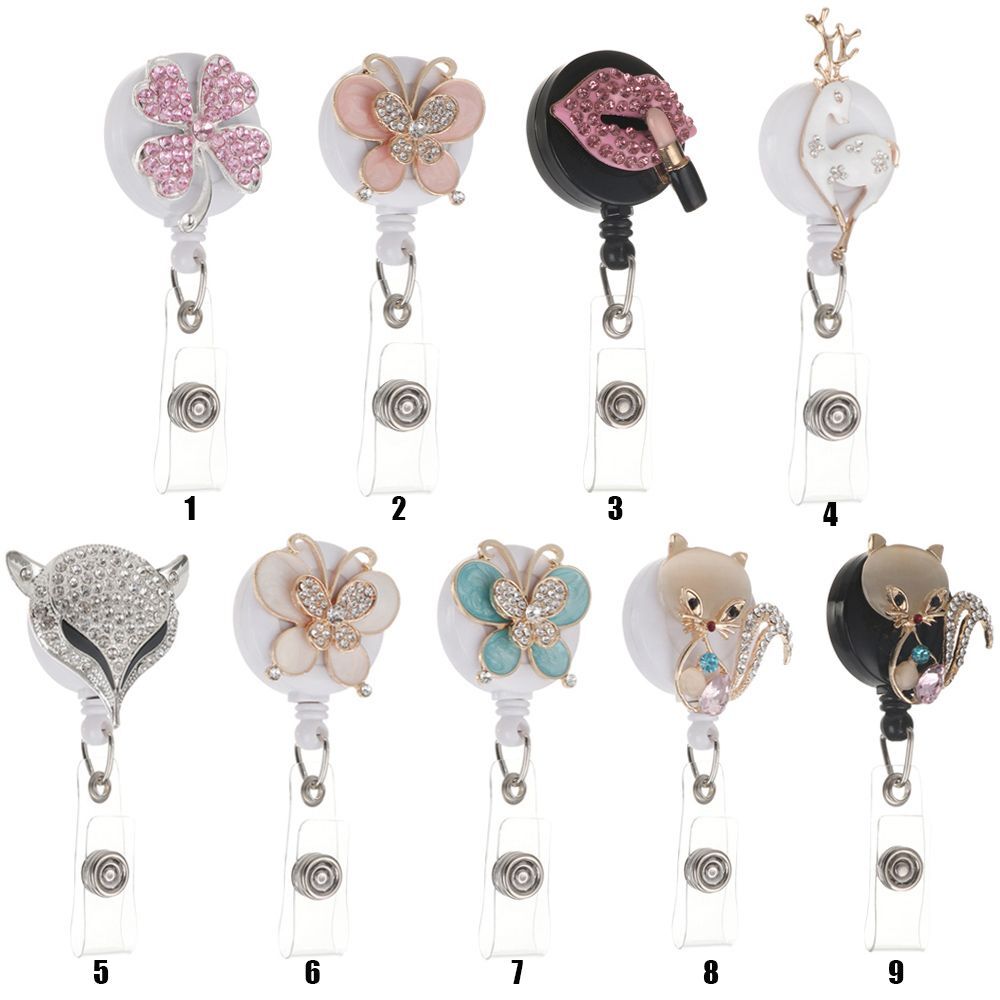 Clip Key Ring Stationery Badge Holder Butterfly Pattern Lanyards ...