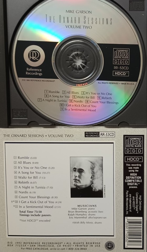 MIKE GARSON CD THE OXNARD SESSIONS Vol. 2 1993 HDCD RR-53CD Eric ...