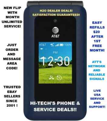 NEW FLIP PHONE W/ FREE UNLIMITED MONTH!! NEW H2O Wireless "Flex" Flip ...