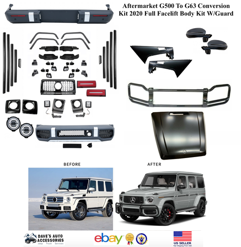 G500 to G63 Full Conversion 2020 Body Kit Bumper fenders Hood Facelift BrushGuad | eBay