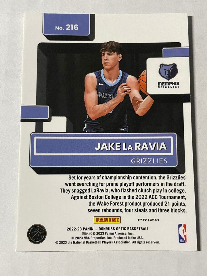 Jake La Ravia 2022-23 Panini Donruss Optic Rated Rookie #216 Holo Prizm | eBay