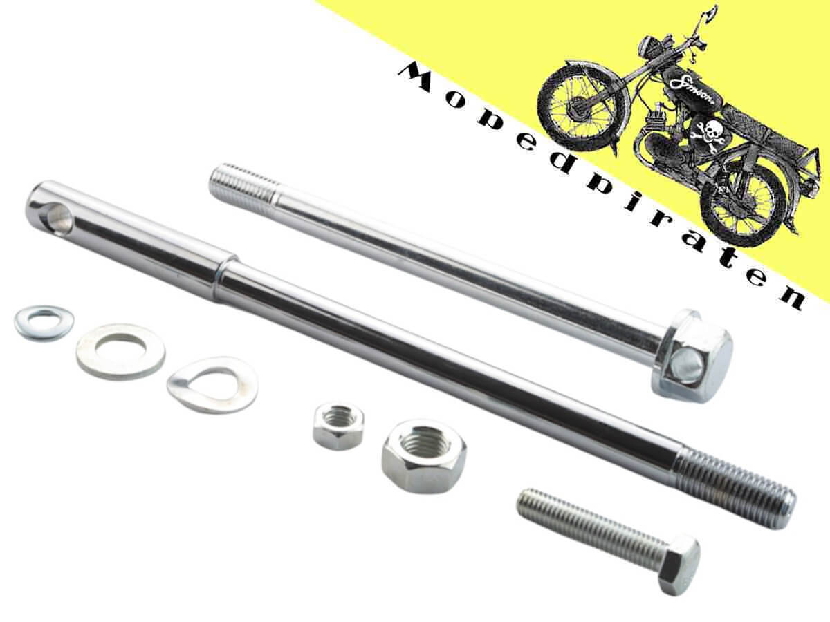 Set Steckachse vorn + hinten mit Montagebohrung f. Simson S50 S51 KR51 ...