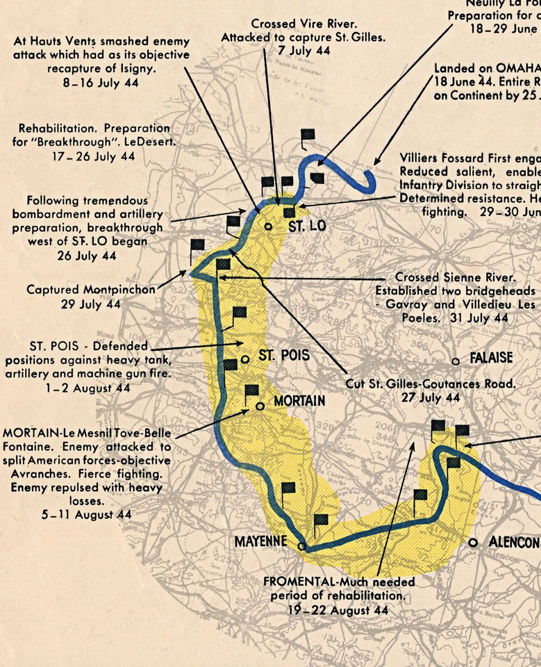 Thirty-Sixth Armored Infantry Regiment 36th US Army Military War Map ...