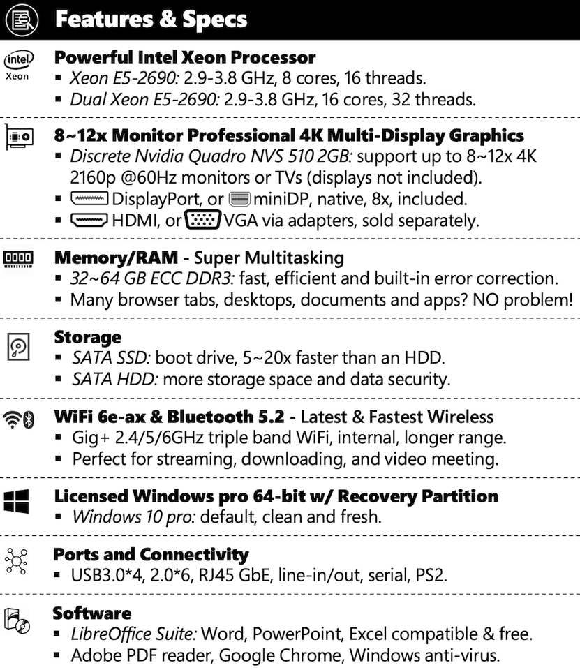 Dell Trading Computer up to 8~12x Monitor Xeon 8~16 Core SSD 4TB ...