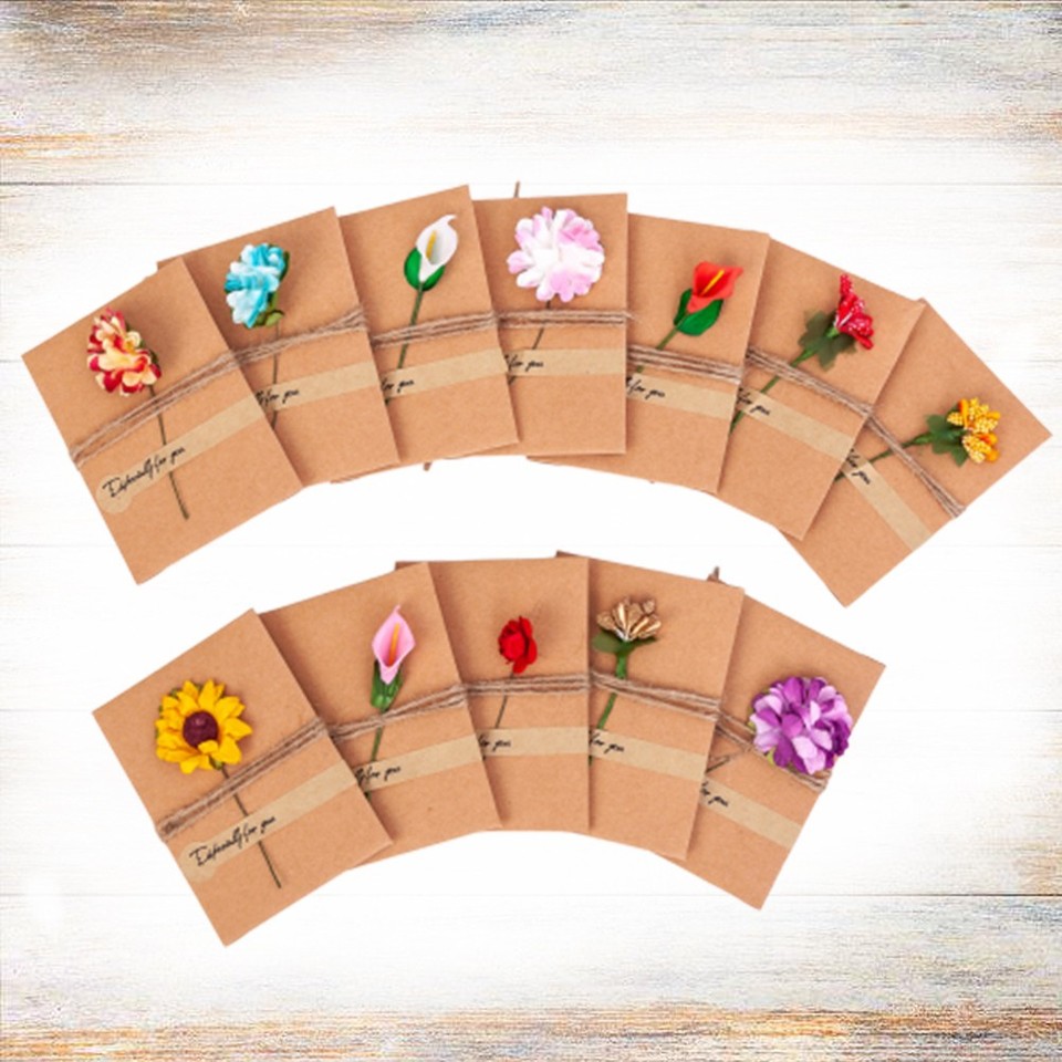 3 Pieces Elegant Dry Flower Cards Dried Pressed Flowers Greeting | eBay UK