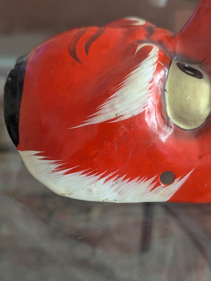 Vintage Japanese HARIKO TENGU Mask Paper Mache Red Devil Demon Yokai ...