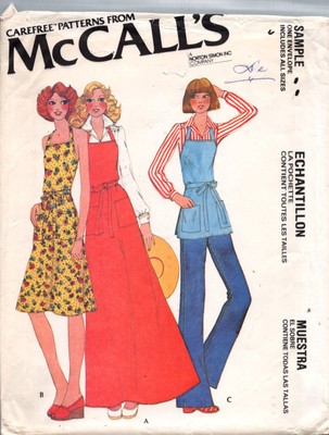 Vintage 70s McCalls 1975 1978 Sample Butcher Apron Sewing Pattern ...
