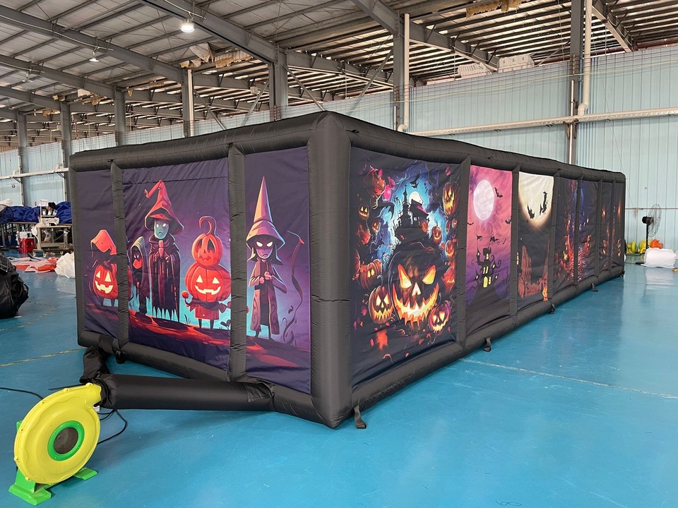 9mX3.5m Inflatable Maze Arena Blooded Halloween Haunted House W/Roof ...