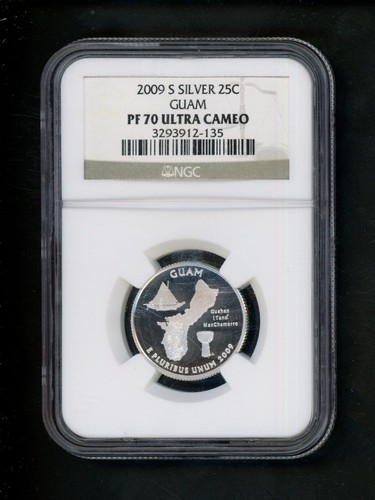 2009-S SILVER Statehood Territorial Quarter 25c .25 Guam NGC PF 70 ...