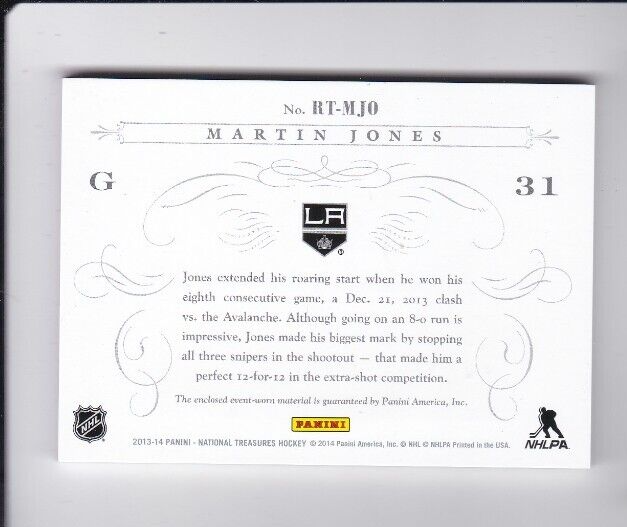 2013 PANINI NATIONAL TREASURES MARTIN JONES RC TIMELINE MATERIALS PATCH ...