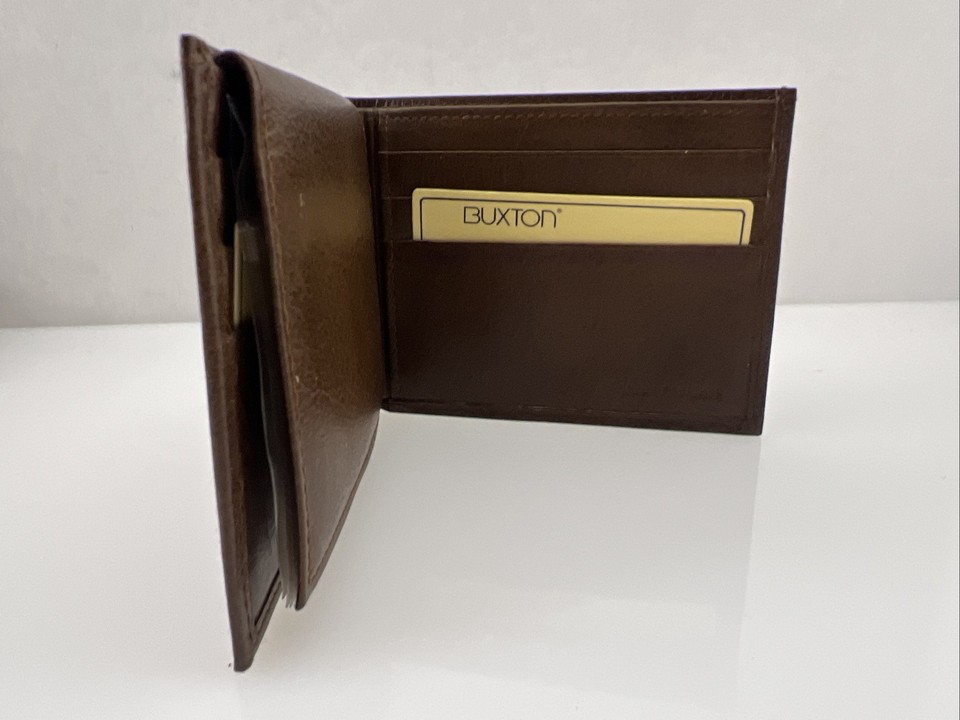 Buxton Men's Genuine Leather Billfold Wallet Credit Card ID Flap New In ...