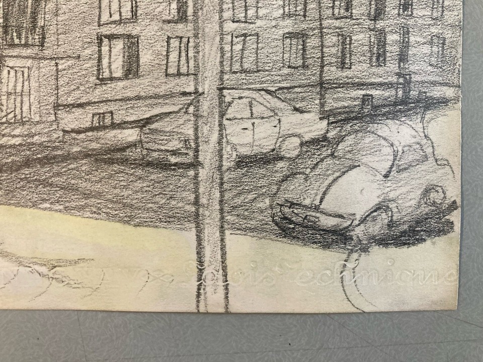 Very Nice Drawing Original Art 1970 Architecture Paper Pencil Building ...
